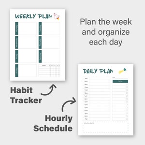 Space Themed Kids Planner Printable, Homeschool Schedule, Daily ...