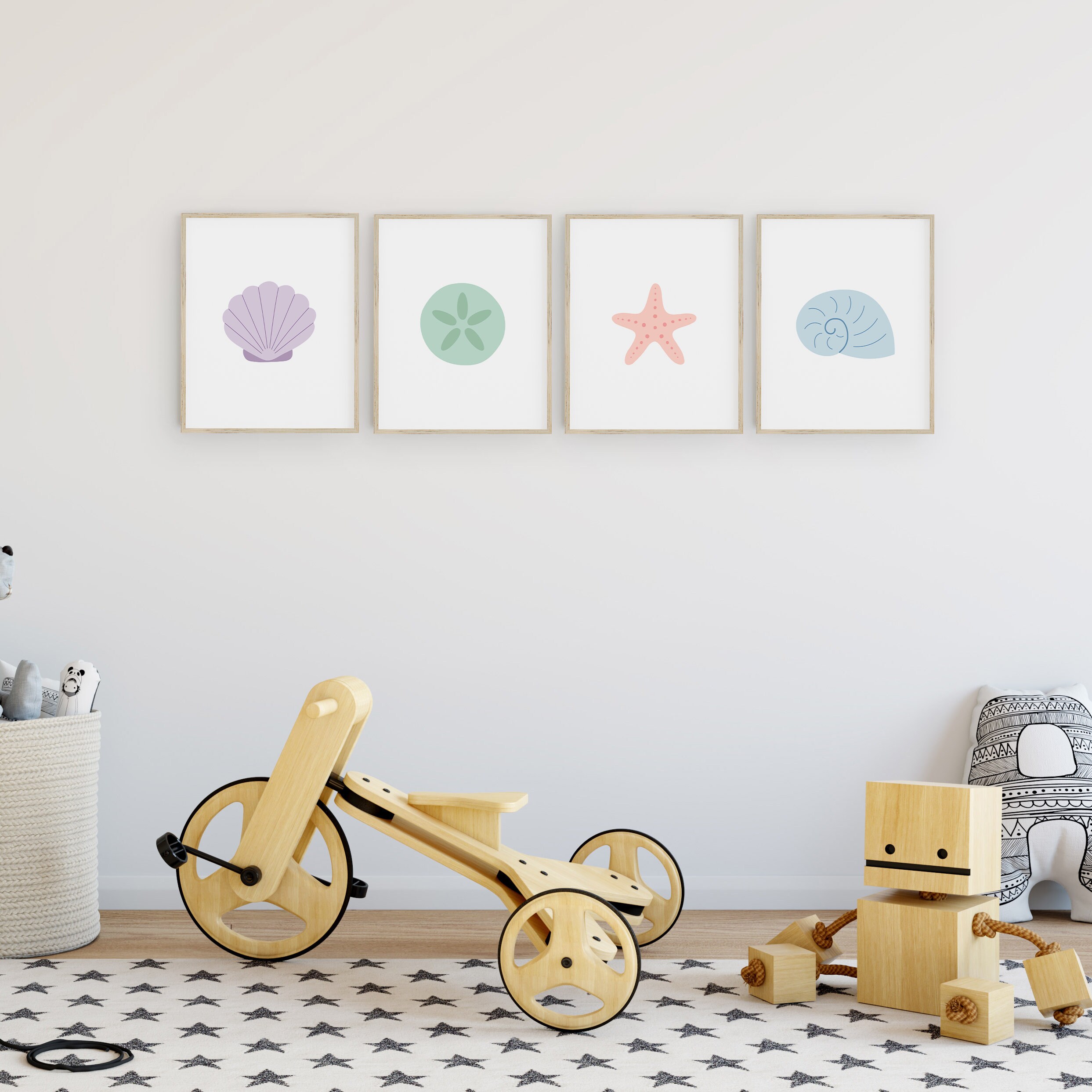 Beach Themed Decor Ocean Nursery Art Girl Pastel Seashell - Etsy