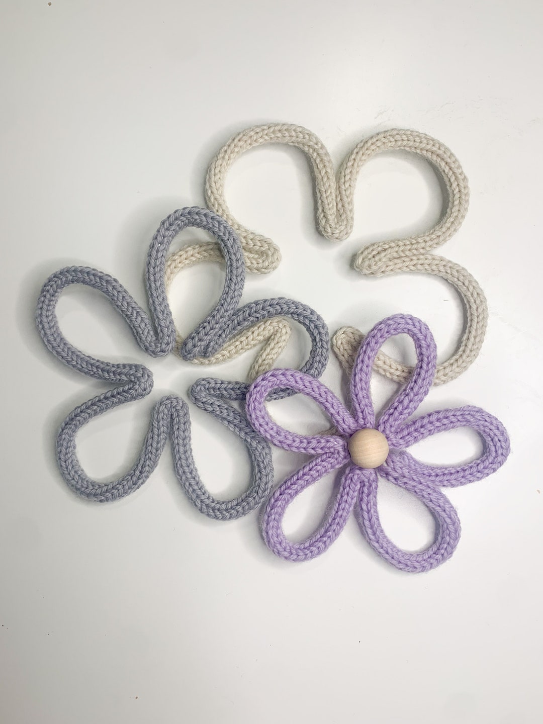 3 Pack Flower Decor // Wired Yarn Art // Wall Decor // Yarn Flower ...