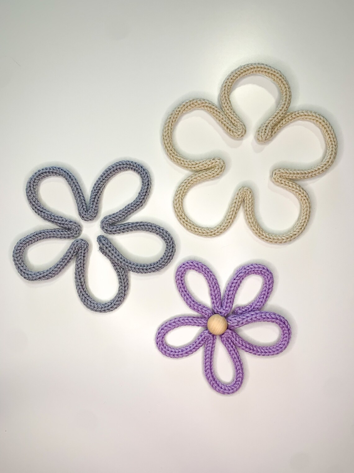 3 Pack Flower Decor // Wired Yarn Art // Wall Decor // Yarn Flower ...