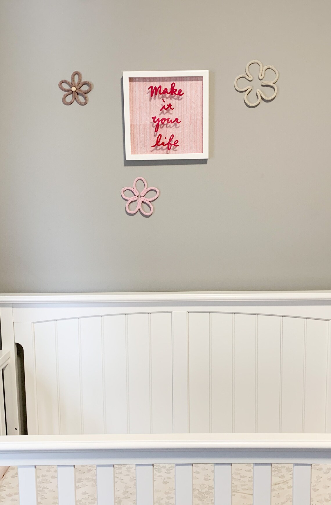 3 Pack Flower Decor // Wired Yarn Art // Wall Decor // Yarn Flower ...