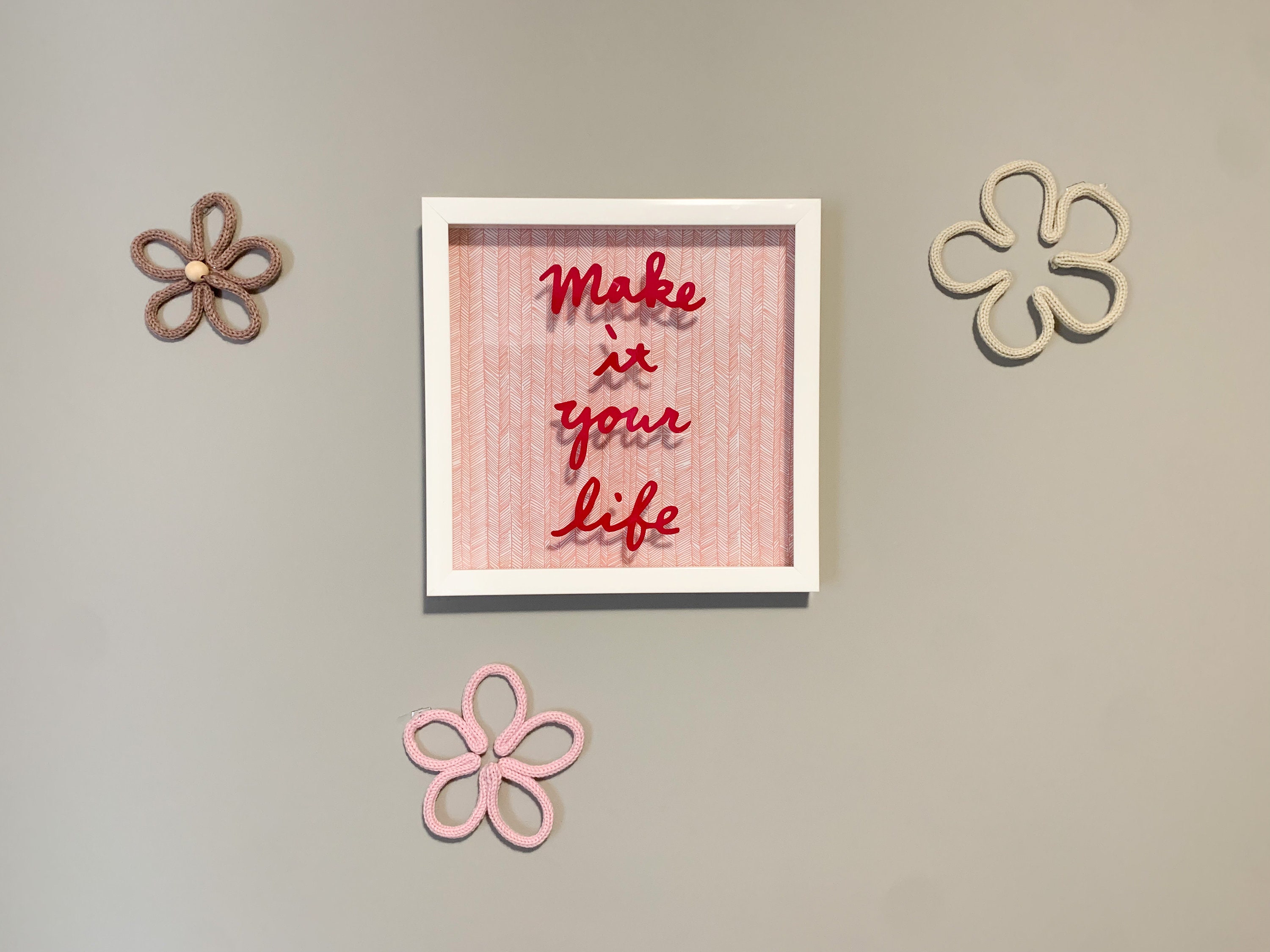 3 Pack Flower Decor // Wired Yarn Art // Wall Decor // Yarn Flower ...