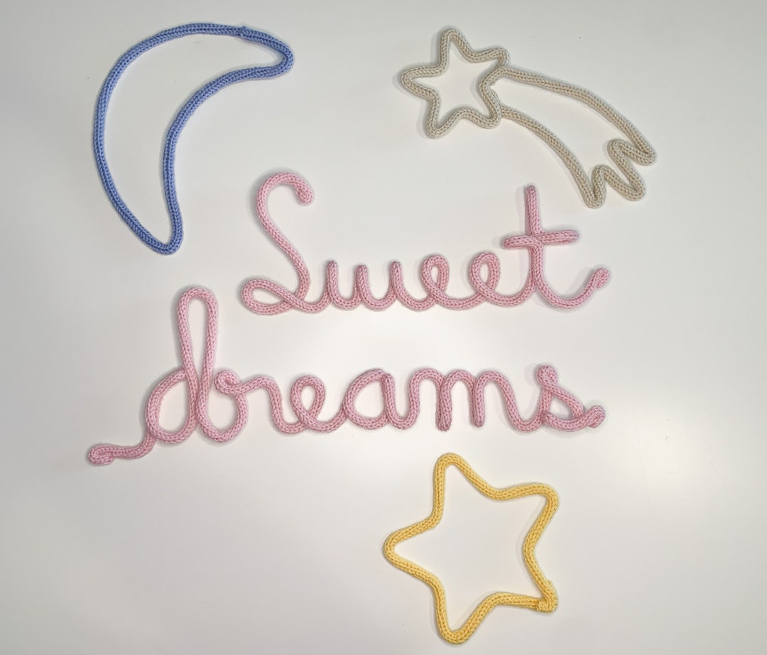 Sweet Dreams Wall Art // Wired Yarn Art // Wall Decor // Yarn Words ...