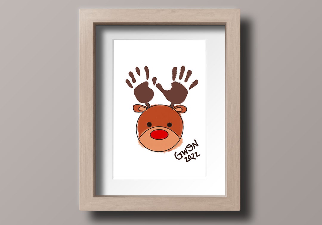 Reindeer Coloring Page | Christmas Holiday Handprint Art | Rudolph ...