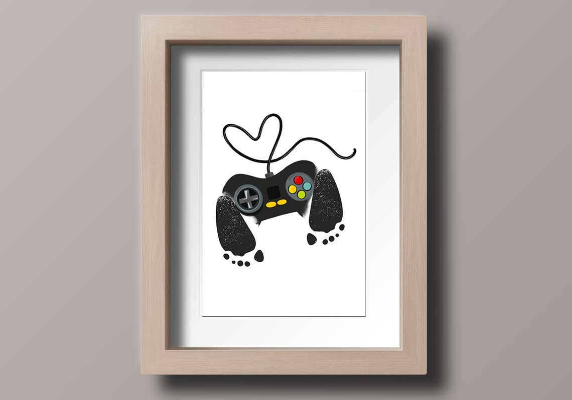 Handprint Art Gift for Gamers | Video Game Footprint Stamp Art | Father ...