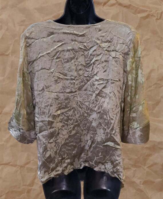 Vintage Violet Kay Olive Green Sheer Silk Satin Lace … - Gem