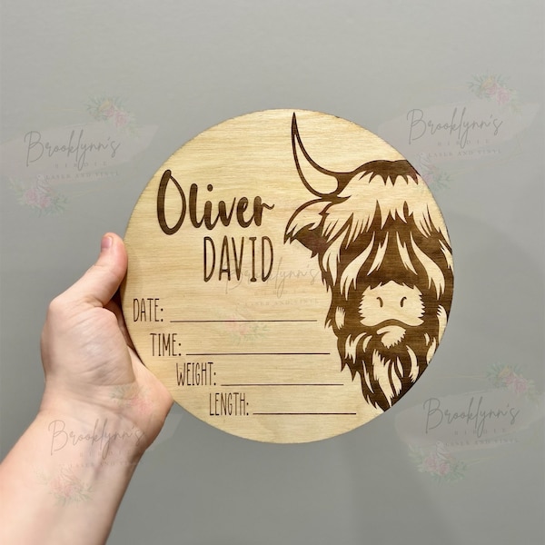 Highland Cow Baby Announcement - Etsy
