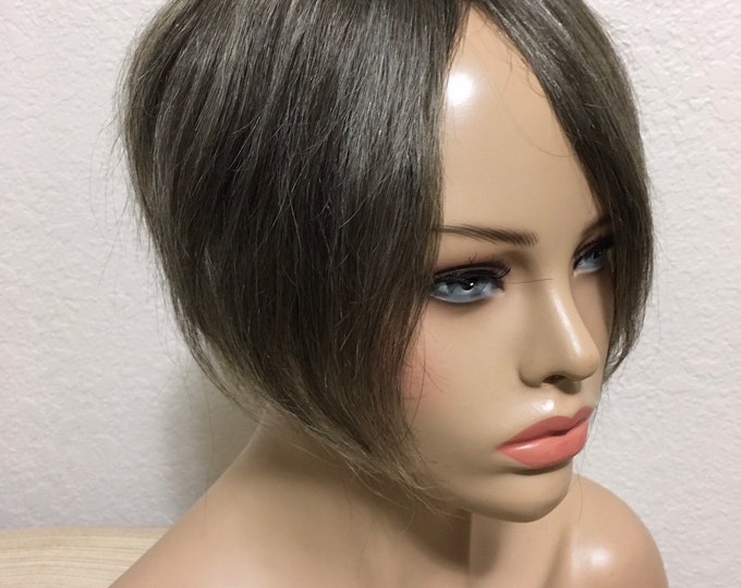 Wiglet 100% Human Hair Gray Topper Wiglet Extensions Top - Etsy