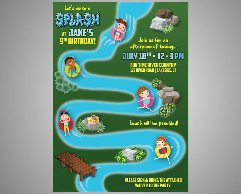 RIVER TUBING Birthday Invitation - Etsy