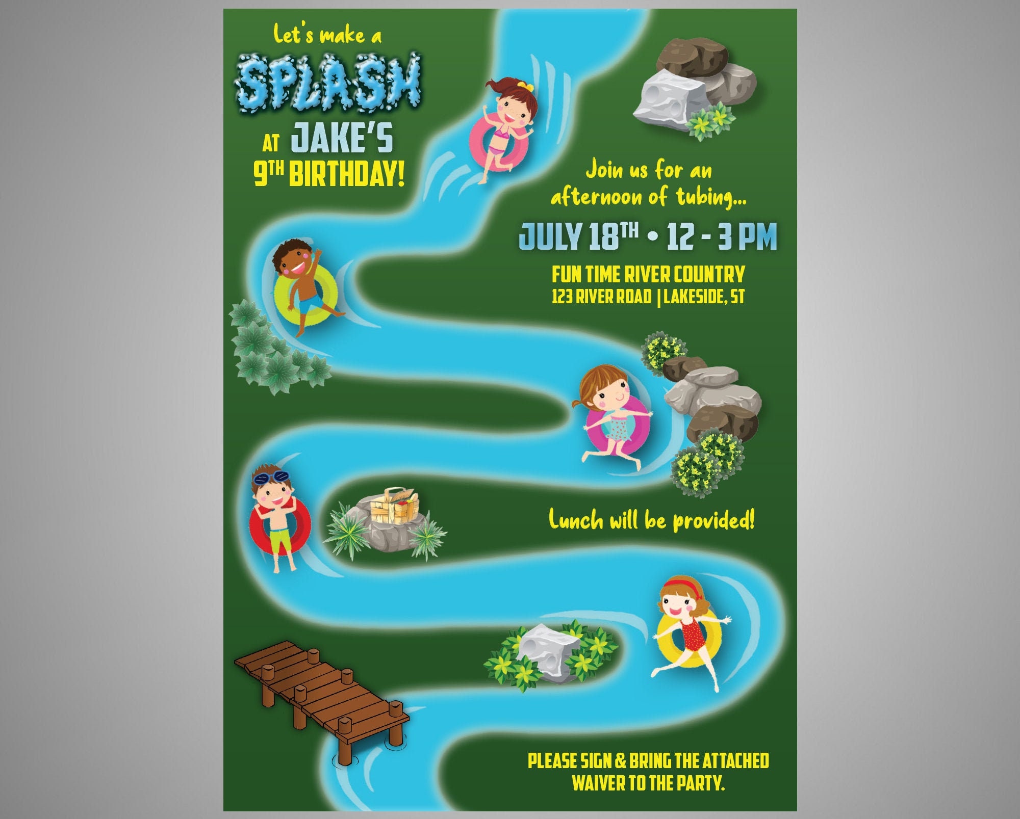 RIVER TUBING Birthday Invitation - Etsy