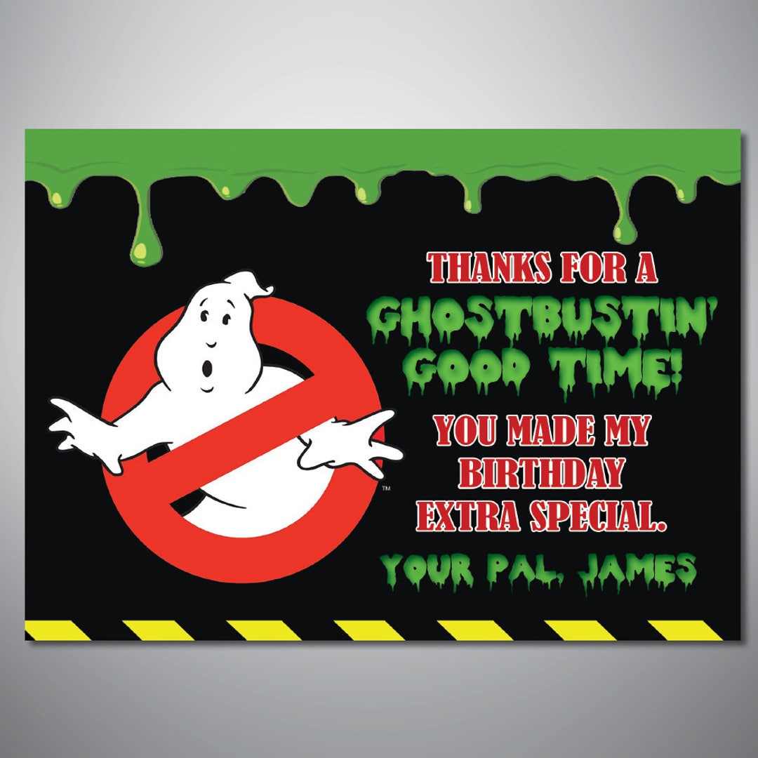 Ghostbuster PRINTABLE Birthday Thank You Card - Etsy