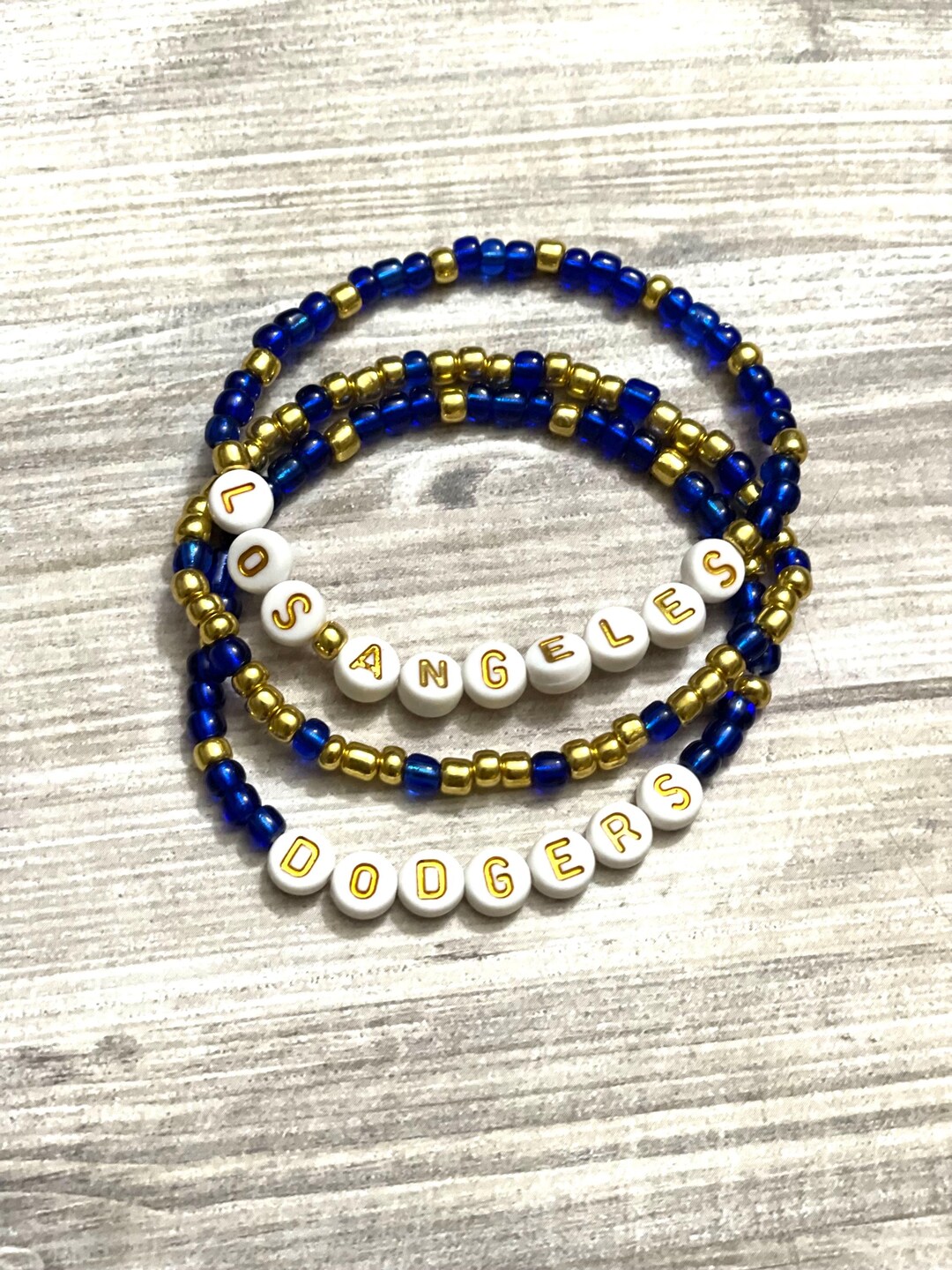 Royal Blue & Gold Dodgers Bracelet Stack Set – 3-piece With Letter ...