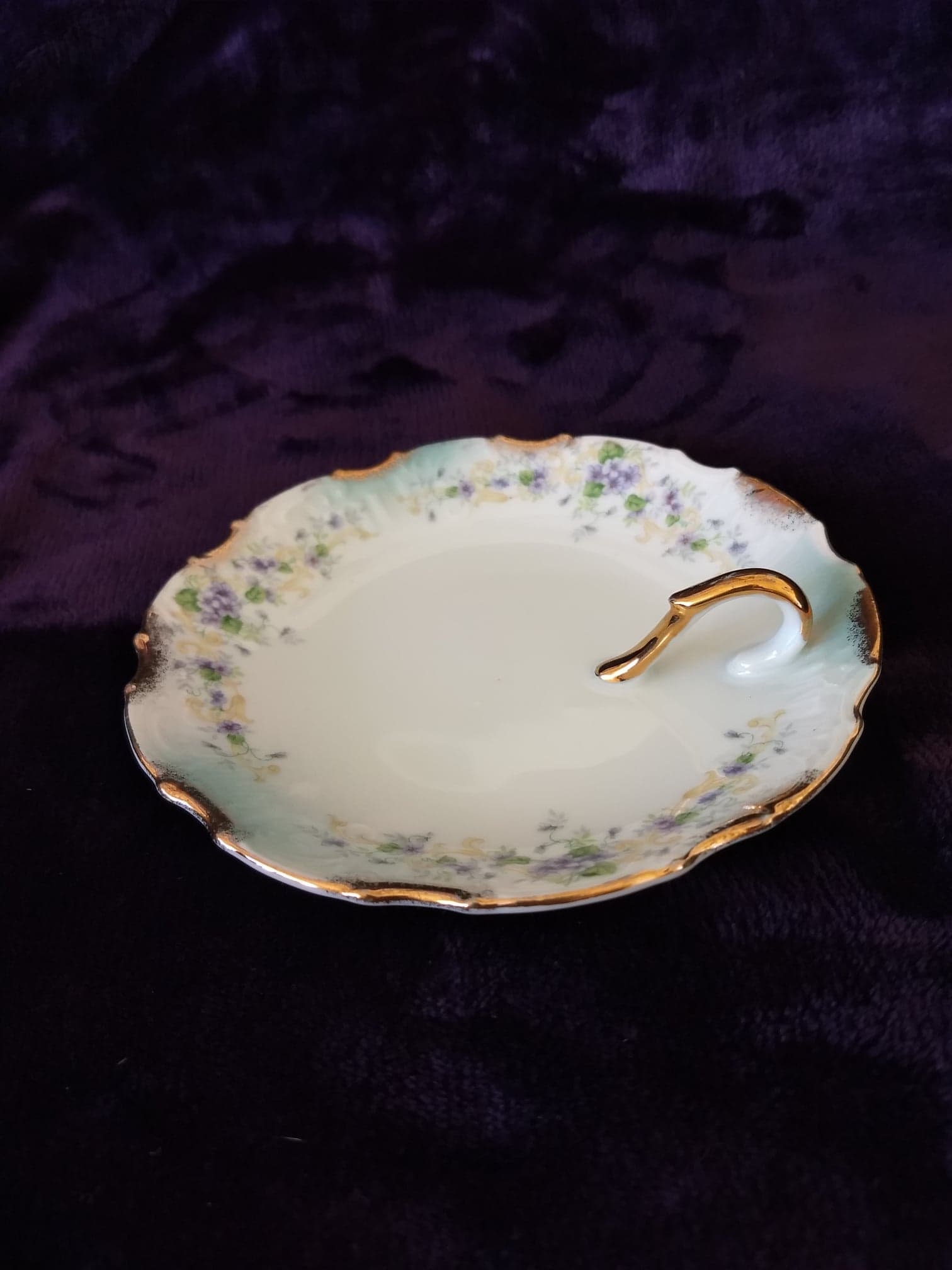 Vintage Lefton China Hand Painted Nappy Plate, Japan, Purple Violets ...