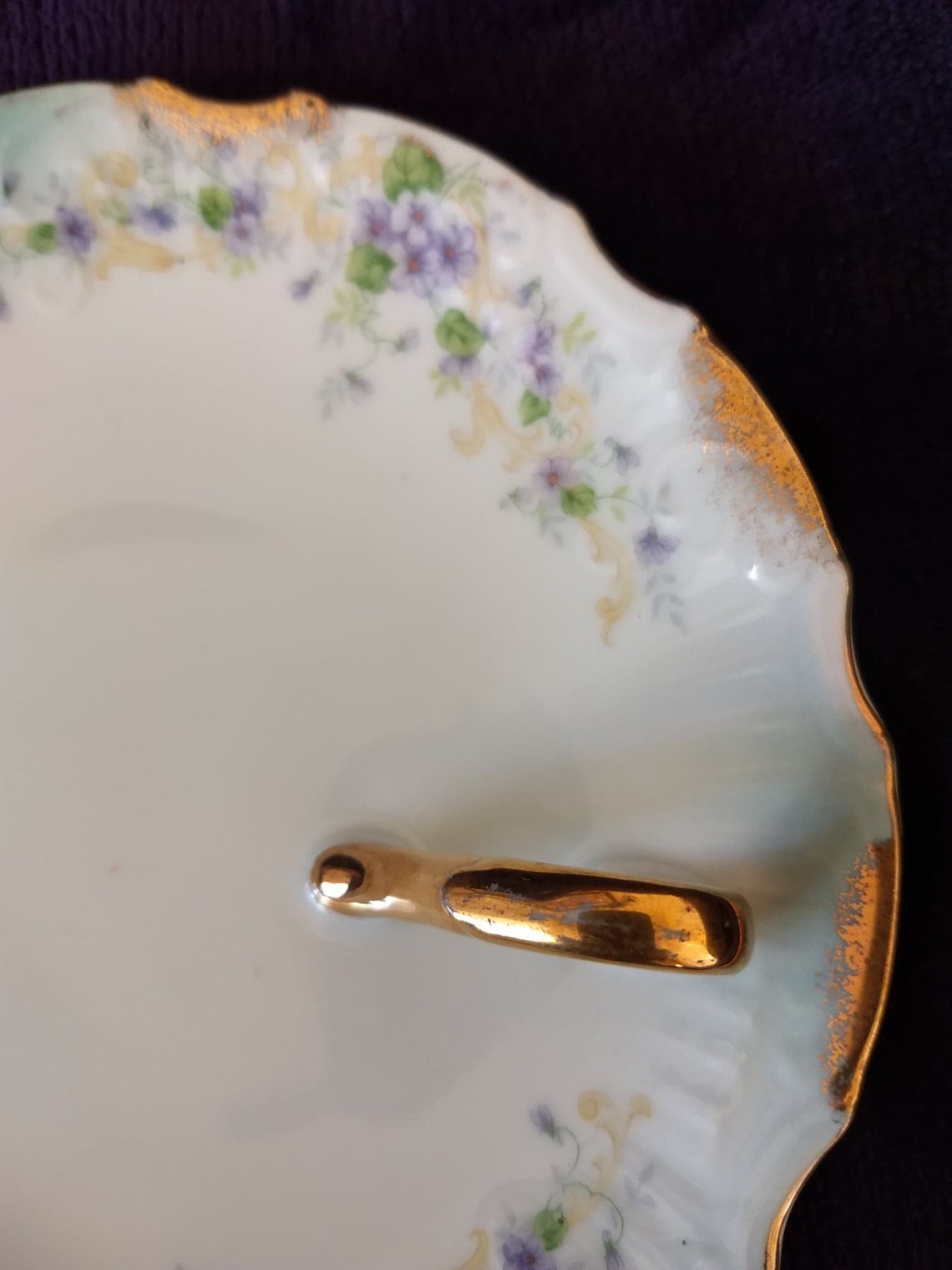 Vintage Lefton China Hand Painted Nappy Plate, Japan, Purple Violets ...