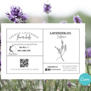 Lavender Flower Buds Label Template | Editable Canva Sticker |printable ...