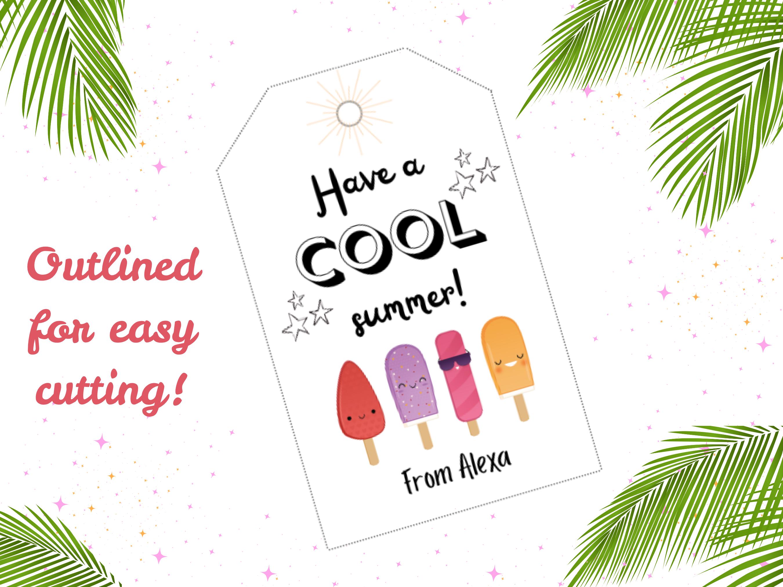 Popsicle Tag, Editable Summer Gift Tag, Printable End of School Year ...
