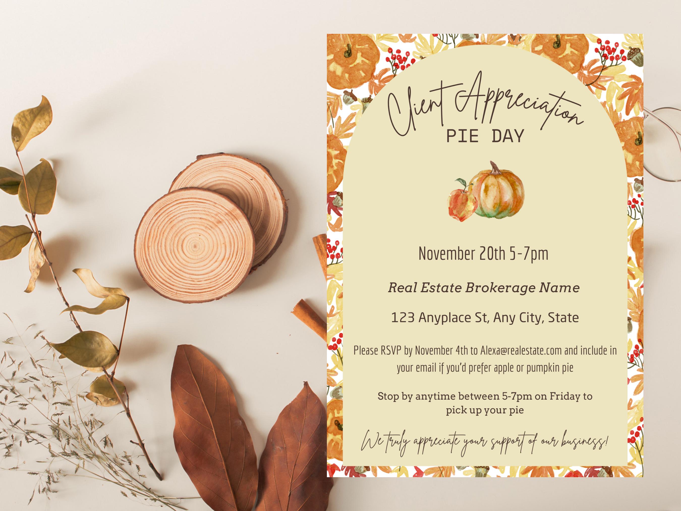 Client Appreciation, Editable Pie Day Invitation, Pie Party Invitation ...