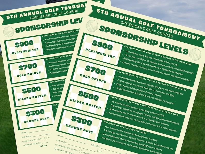 Editable Golf Sponsorship Levels Canva Template | Golf Tournament ...