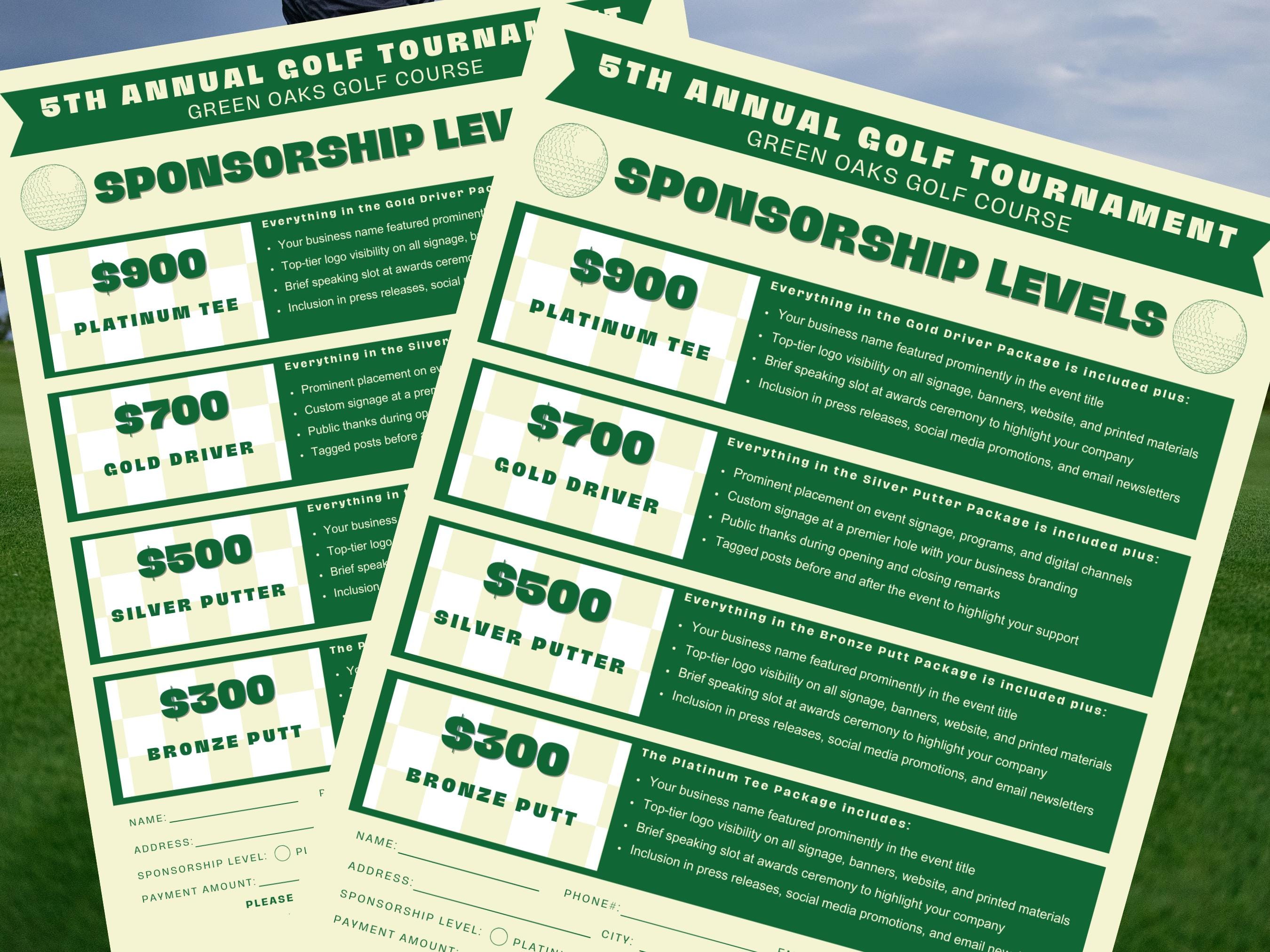 Editable Golf Sponsorship Levels Canva Template | Golf Tournament ...