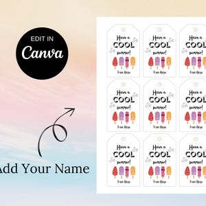 Popsicle Tag, Editable Summer Gift Tag, Printable End of School Year ...