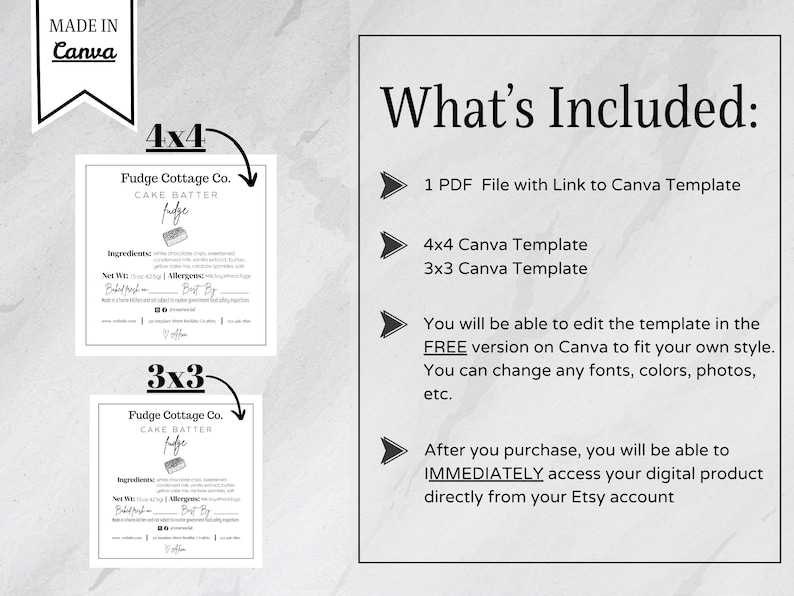Fudge Cottage Food Label Template | Editable Canva Label | Printable ...