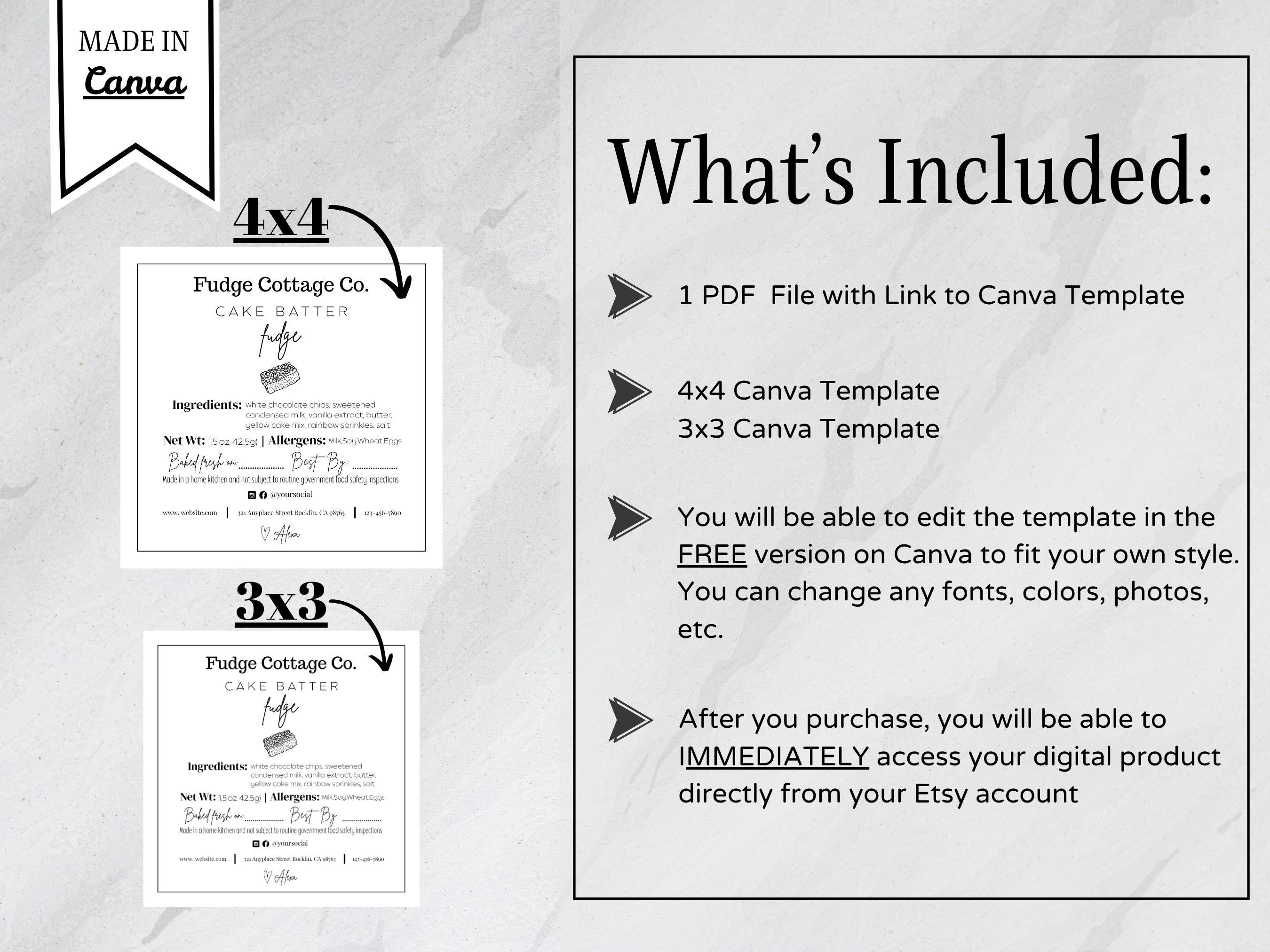 Fudge Cottage Food Label Template | Editable Canva Label | Printable ...