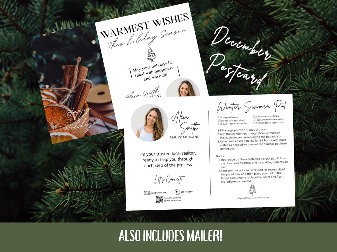 Christmas Real Estate Postcard, Warmest Wishes Holiday Mailer, Realtor ...