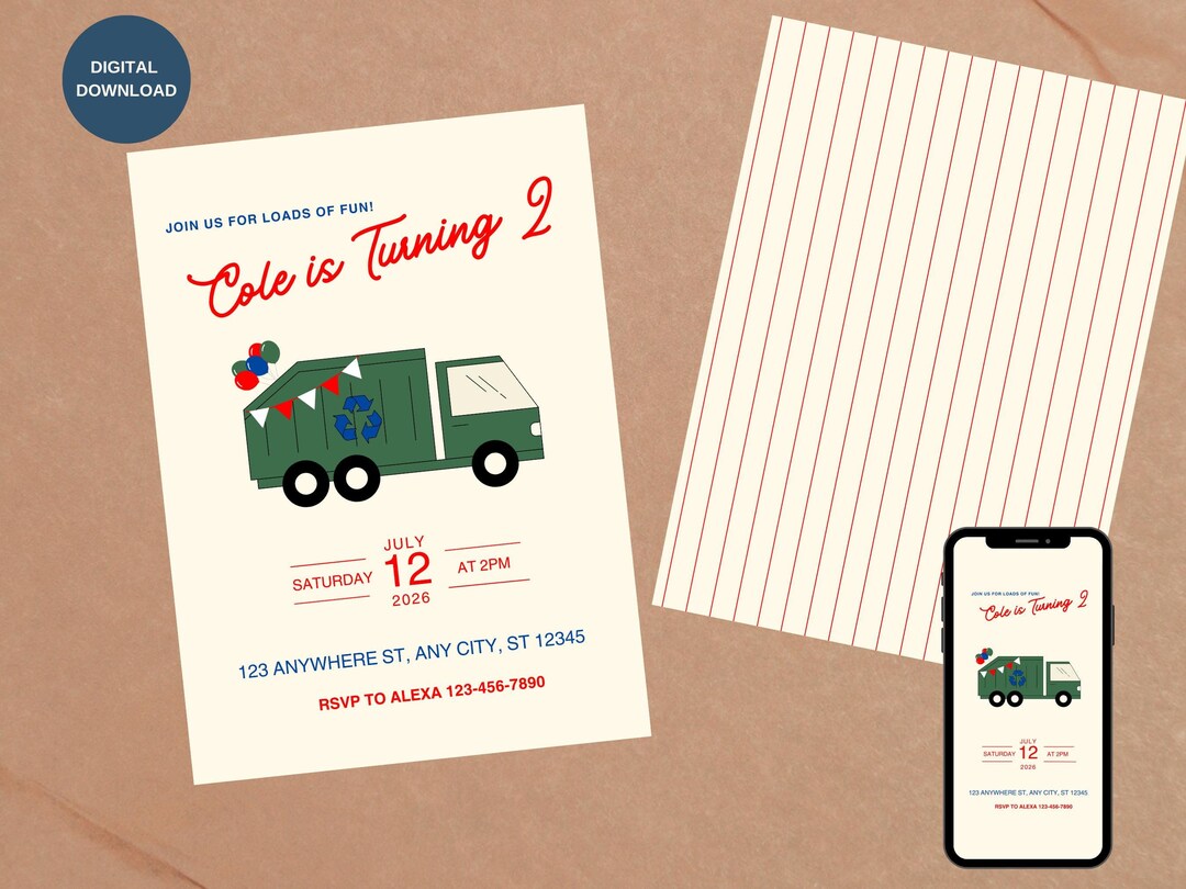 Instant Download | Garbage Truck Party | Trash Truck Netflix Birthday ...