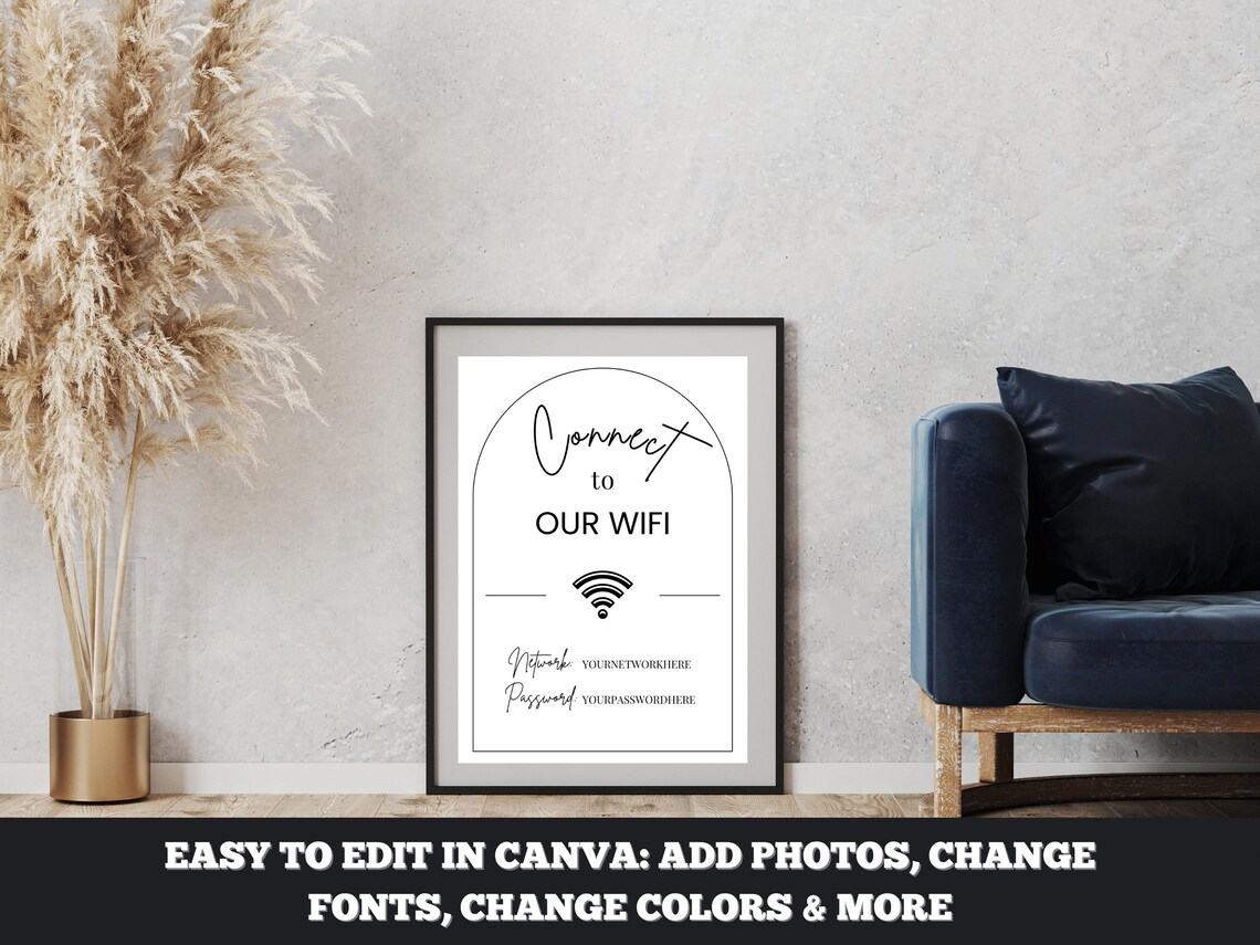 Wifi Password Template Sign, Editable Printable QR Code Sign, Instant ...