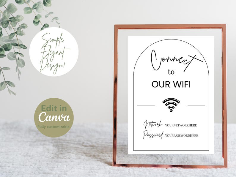 Wifi Password Template Sign, Editable Printable QR Code Sign, Instant ...