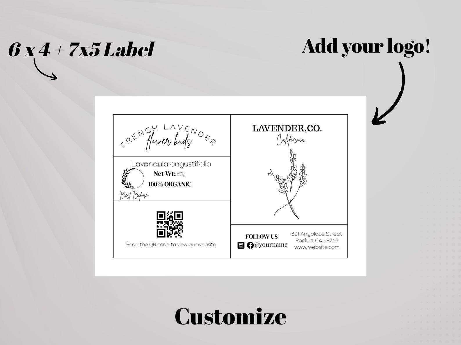 Lavender Flower Buds Label Template | Editable Canva Sticker |printable ...