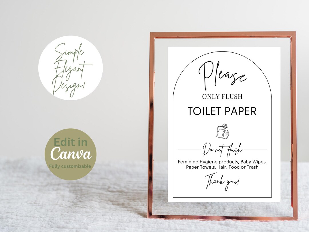 Airbnb Bathroom Sign, Flush Only Toilet Paper, Septic System, Do Not Flush Sign, Vacation Rental ...
