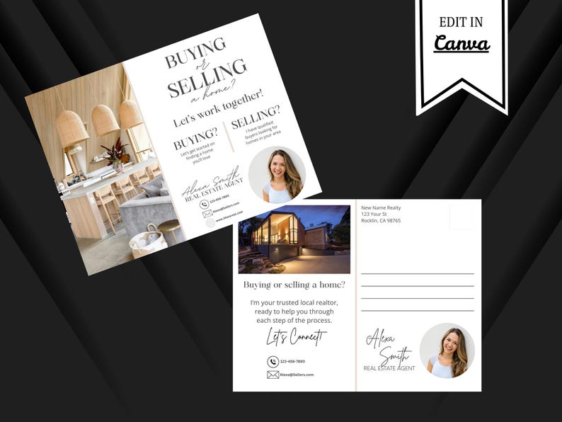 Real Estate Farming Postcard Editable Canva Buying or Selling Real ...