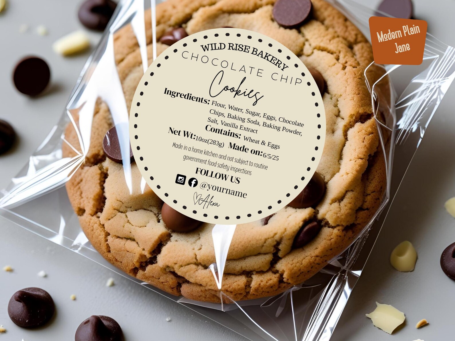 Cottage Law Label Canva Template, Editable Bakery Sticker, Ingredients ...