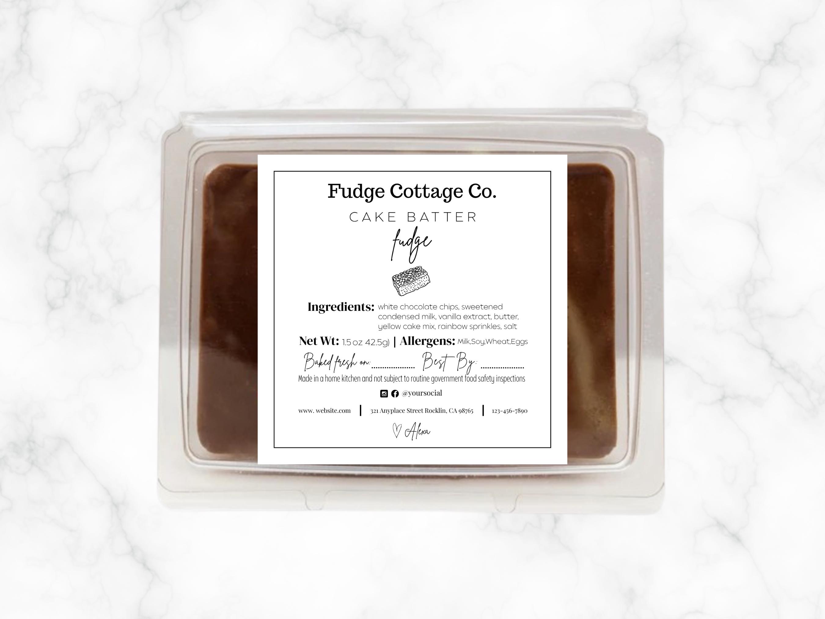 Fudge Cottage Food Label Template | Editable Canva Label | Printable ...