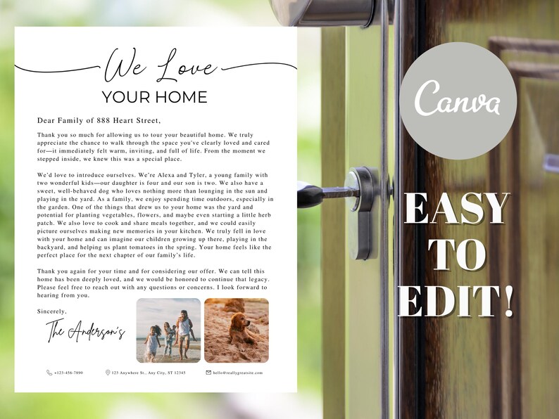 We Love Your Home Letter to Seller | Editable Home Offer Letter | Real ...