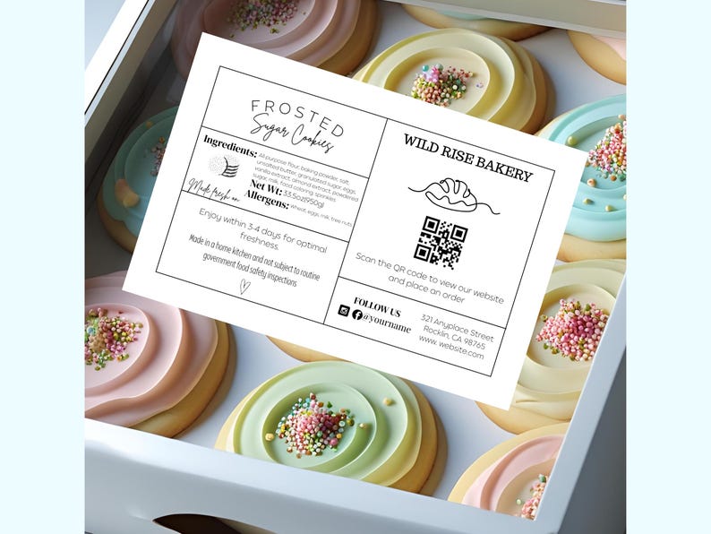 Sugar Cookie Ingredient Label, Cottage Law Printable Bakery Labels ...