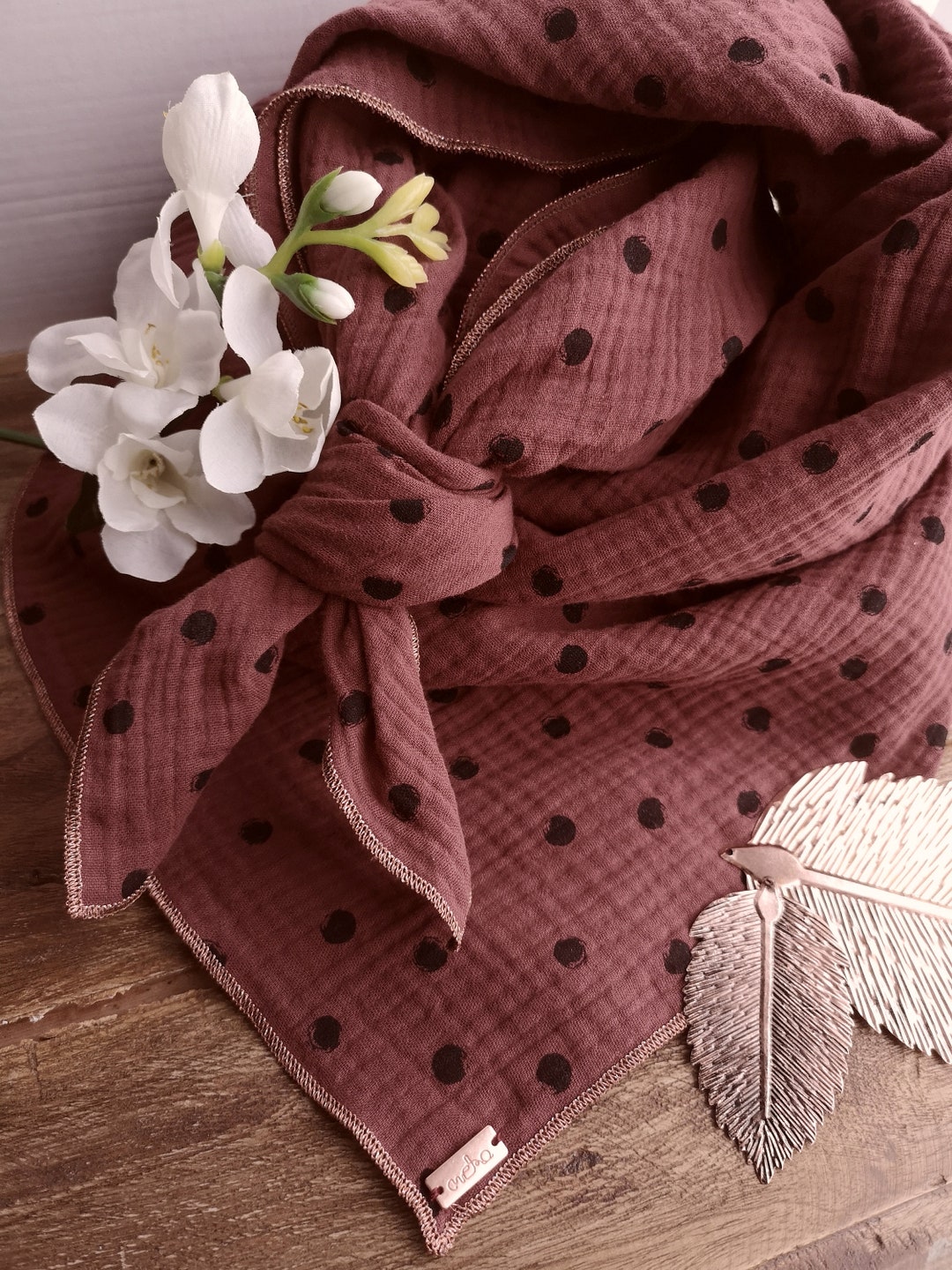 MEKO® Women's Scarf, Muslin Women's Scarf, Terracotta With Copper ...