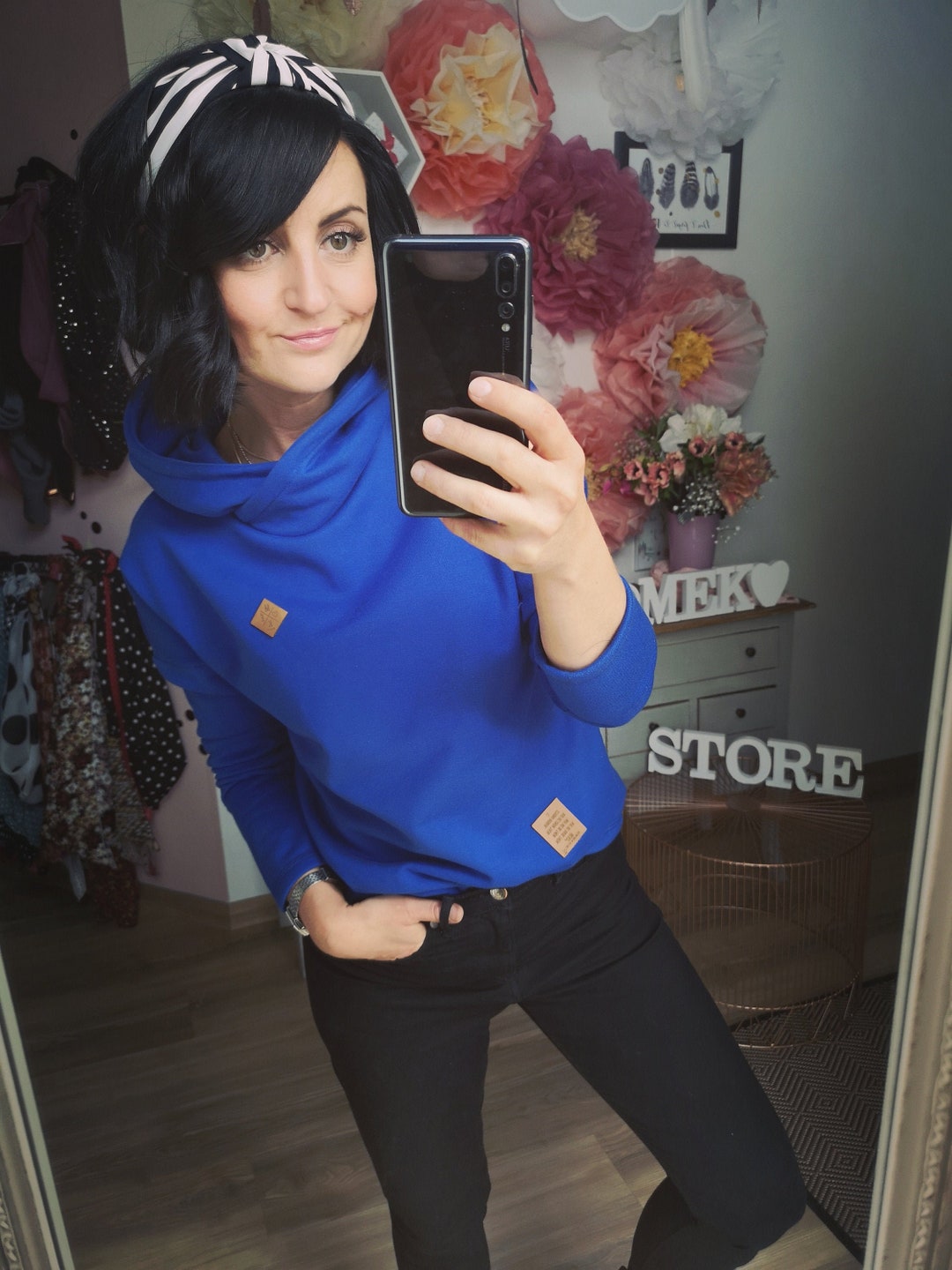 MEKO® mancha Hoodie Women, Royal Blue, Oversized Long-sleeved Hoodie ...