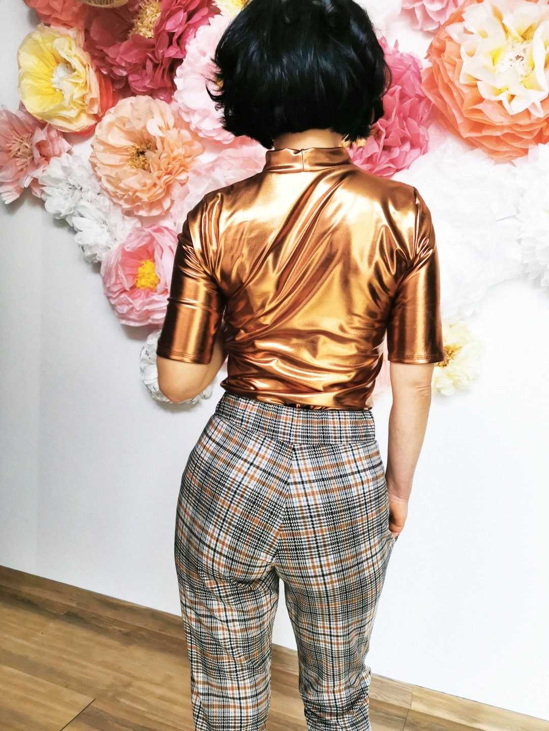 MEKO® party Top Women, Metallic Look, Festive Top, Shirt in Copper ...