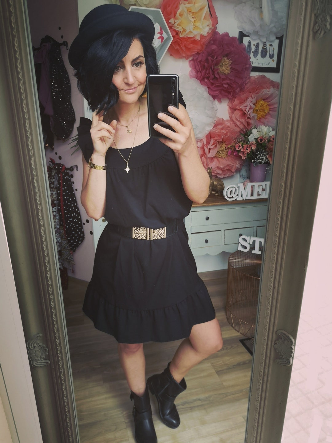 MEKO® mara Dress Women, Black Boho Rockabilly Mini Dress A-line ...