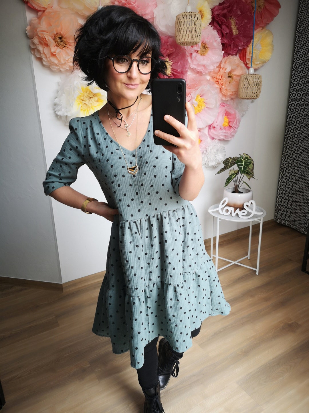 Gr. S MEKO® mussly Kleid Damen, Stufenkleid Aus Musselin Im Boho-look ...