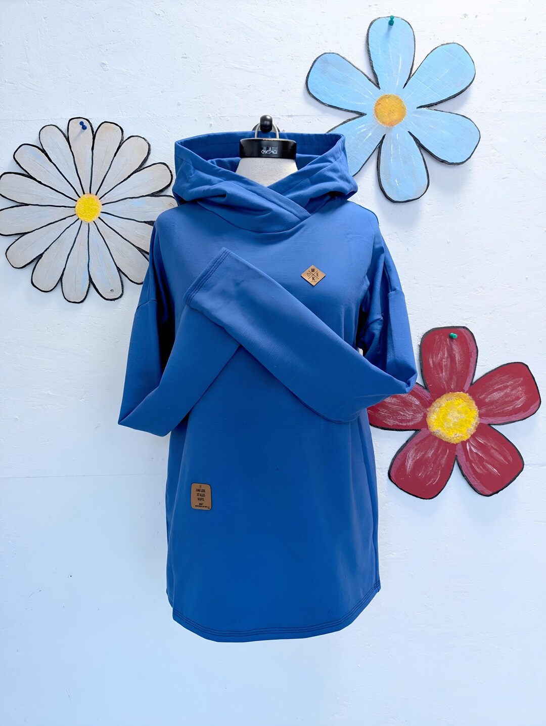 Size S MEKO® mancha Hoodie Women, Blue, Oversized Long-sleeved Hoodie ...