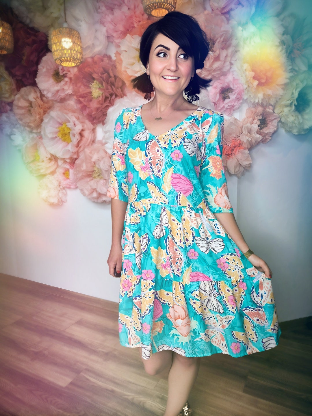 MEKO® mussly Dress for Women, Tiered Dress Made of Viscose With Floral ...