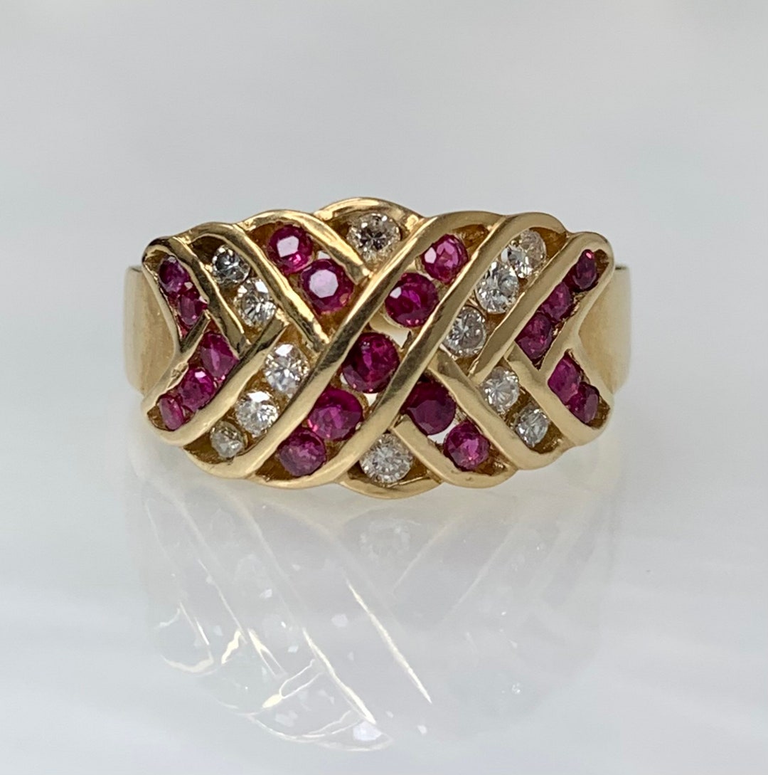 Ruby Rings for Women, Ruby Diamond Ring, Vintage Ruby Ring, Chevron ...