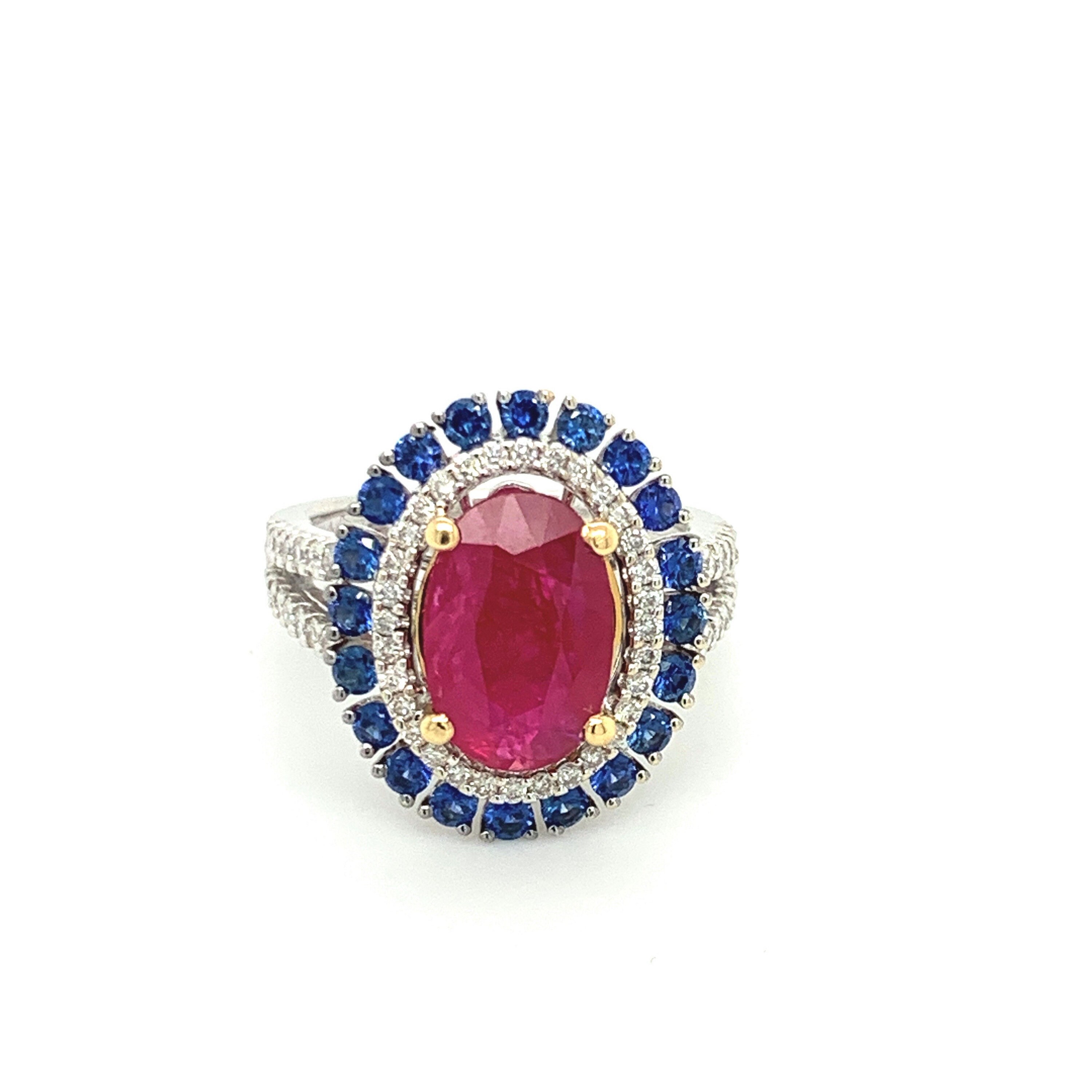 Ruby Ring, Ruby Engagement Ring, Ruby Sapphire Diamond Ring, Ruby ...