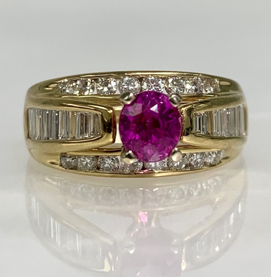 Vintage 14k Gold Ruby Diamond Ring: US 6 1/4 - Etsy