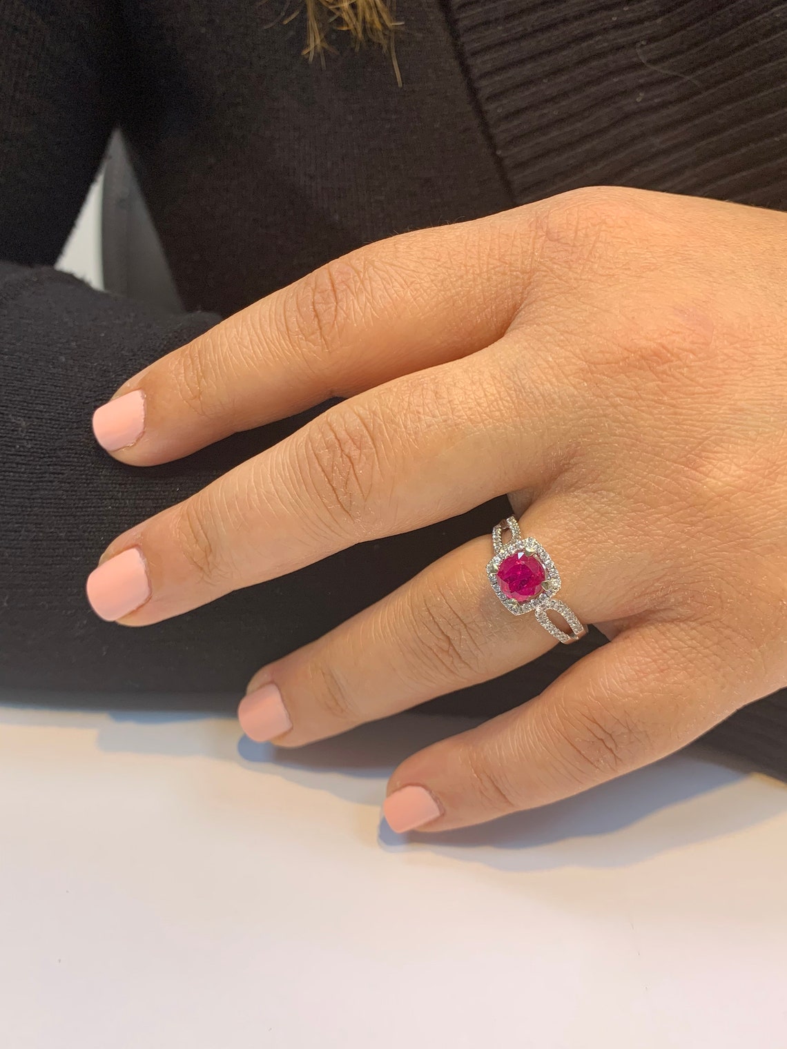 Ruby Ring Ruby Engagement Ring Ruby Rings for Women Cushion - Etsy