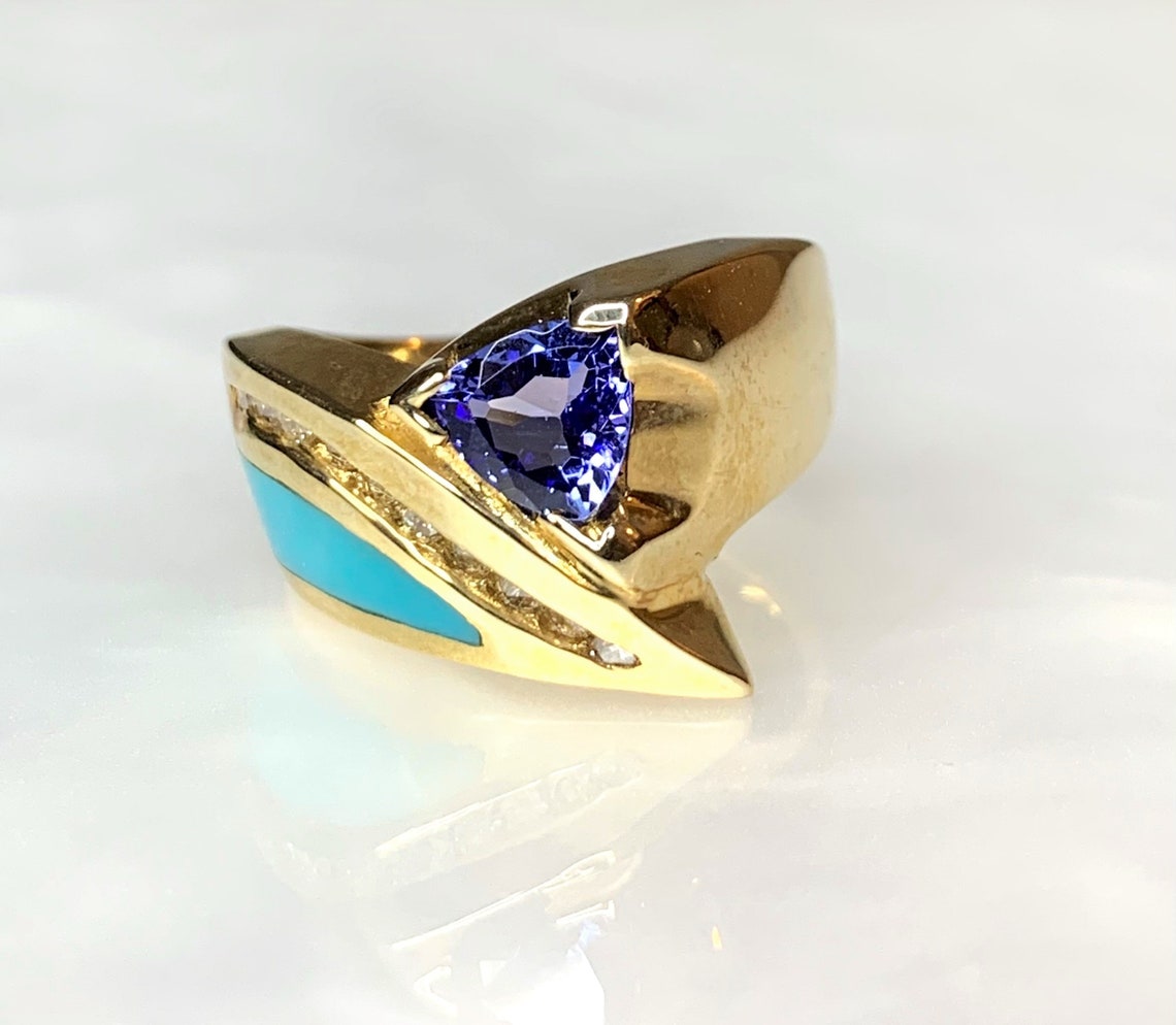 Trillion Tanzanite Ring Trillion Cut Ring Tanzanite Diamond - Etsy