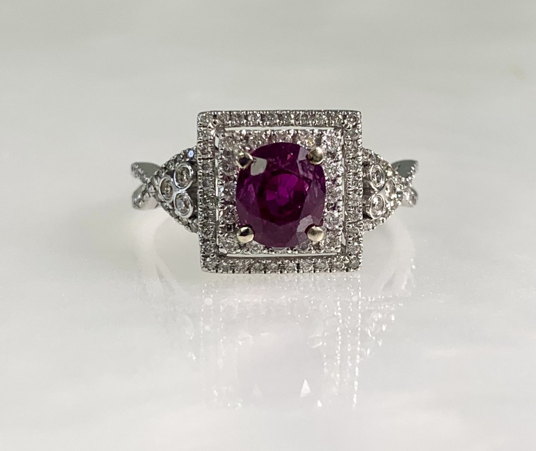 Oval Ruby Ring, Ruby Engagement Ring, Ruby Jewelry, Ruby and Diamond ...